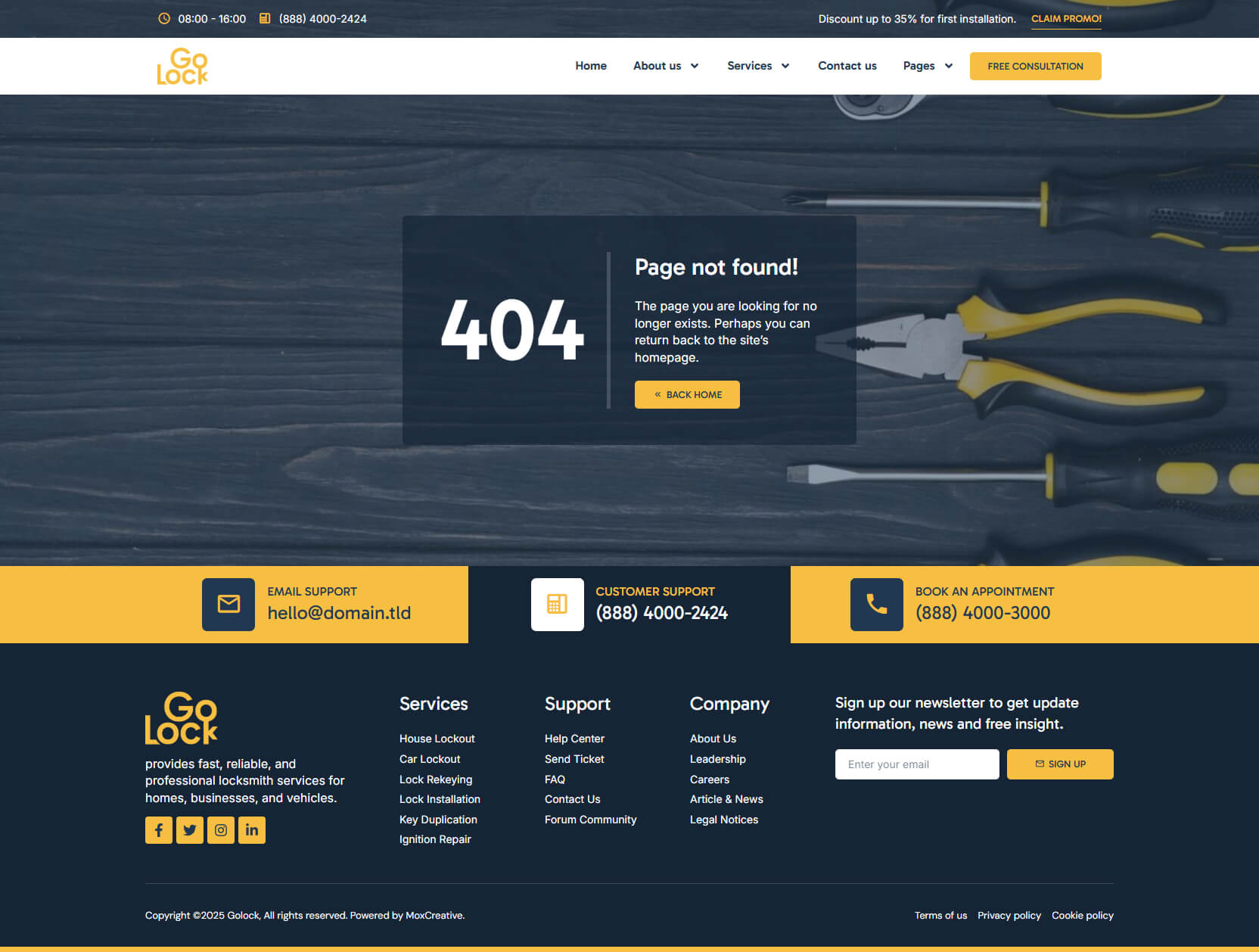 GoLock - Locksmith & Key Maker Service Elementor Pro Template Kit by moxcreative